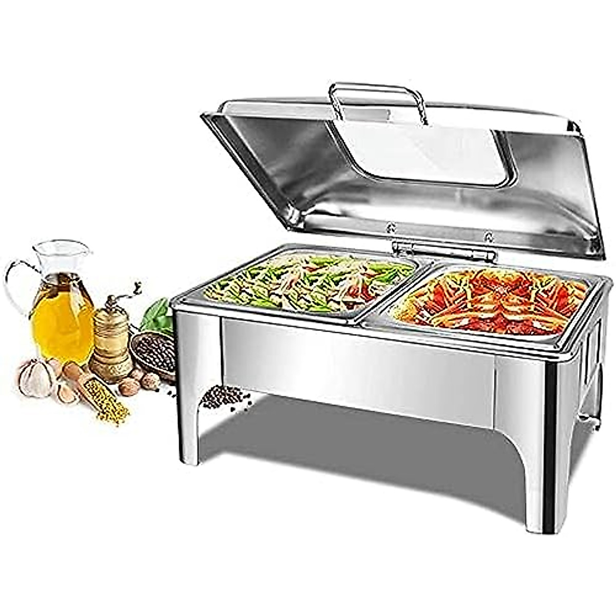 Chafing Dishes Chafing Dish Buffet Set, Food Warmers Server Warming Tray Round Rectangular Chafers, Stainless Steel Square Chafer, Round Food Warmer Chafing For Catering Warmer Chafer Set, Energy Effi
