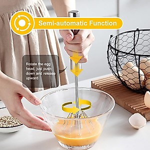 Egg Whisk,2 Pack Stainless Steel Home Kitchen Tool, Hand Easy Whisk Egg Beater Manual Mixer Blender for Whisking, Beating & Stirring (14 Inch and 10 Inch)