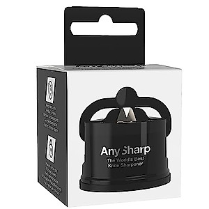 AnySharp Editions - World's Best Knife Sharpener - For Knives and Serrated Blades - Black