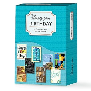 Faithfully Yours Designer Greetings Typographic Birthday Boxed Card Assortment, Gift From Above with Biblical Scripture Verses (Box of 24 Greeting Cards with Envelopes)