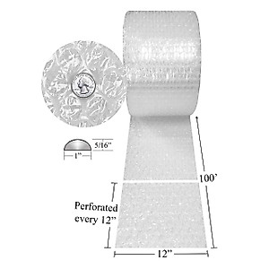 Bubble Cushioning Protective Packaging Medium 5/16" (12" Wide x 100' Length)
