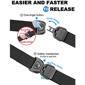 JUKMO Quick Release Tactical Belt, Military Work 1.5" Nylon Web Golf Belt with Heavy Duty Seatbelt Buckle (Black, Medium-for Waist 36"-42" (Length 49"))