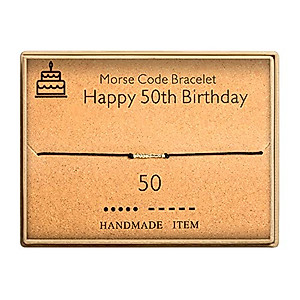 SANNYRA 50th Birthday Gifts for Women Morse Code Bracelet 14k Gold Plated Beads Bracelet Birthday Jewelry Perfect 50th Birthday Gift Ideas for Her