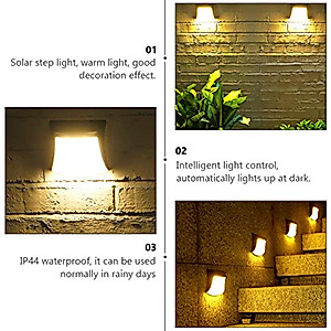 BESPORTBLE 2PCS Solar Powered Stair Light Water Resistant LED Warm Light Step Fence Lamp Landscape Decorative Lamps for Home Garden Patio Yard