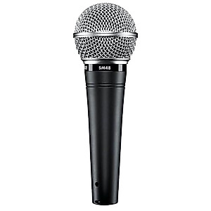 Shure SM48 Cardioid Dynamic Vocal Microphone with Shock-Mounted Cartridge, Steel Mesh Grille and Integral Pop Filter, A25D Mic Clip, Storage Bag, 3-pin XLR Connector, No Cable Included (SM48-LC)
