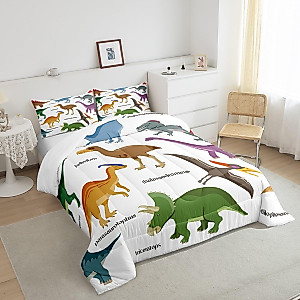 Erosebridal Dino Comforter Set for Kids Boys Girls,Dinosaur Bedding Set Twin,Set of Ancient Dinosaur Bedding Comforter Sets,Jungle Animal Duvet Insert with 1 Pillowcase