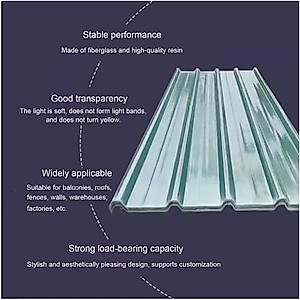 AIROTRON 2mm Thick Corrugated Roofing Sheets,Clear Roof Sheet,Rainproof Replacement Shed Panel,Heat-Insulating Roofing Tiles,Insulating FRP Daylighting Plate,Easy to Bend and Cut (35x31in,1 Pcs)