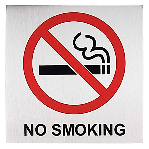 4 Pack No Smoking Signs for Businesses, Aluminum Metal Sticker for Restaurants, Public Spaces, Self-Adhesive (5.5 x 5.5 In)