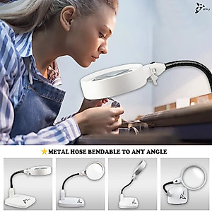 10x Magnifying Glass with Light and Stand Large Magnifying Lamp Magnifying Glasses with Light for Close Work Reading Hobby Crafts Workbench