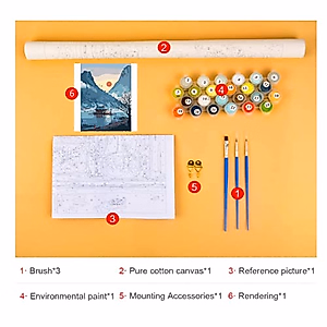 FILASLFT Landscape, Japanese Paint by Numbers for Adults Beginner, Lake, Home Wall Decor16x20 Inch