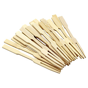 BambooMN Premium 3.5" Bamboo Mini Cocktail Tasting Forks Fruit Picks Party Supplies, 2000 Pieces