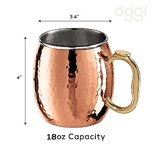 Oggi Moscow Hammered Copper Plated Mule Mug with EZ-Grip Handle, 20-Ounce, (9006)