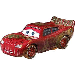 Disney Cars and Pixar Cars Die-Cast Singles Muddy Rusteze Racing Center Lightning McQueen, 1:55 Scale Fan Favorite Character Vehicles, Gift for Kids Ages 3 Years and Older