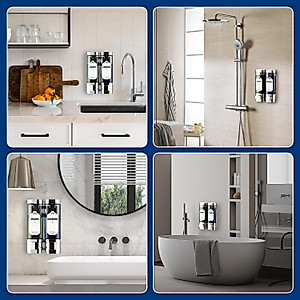 2-Chamber Shampoo and Conditioner Dispenser Shower Soap Dispenser 2 Chamber No Drill,Shower Soap Dispenser Wall Mounted,HUOTDY SUNTYS Body Wash Dispenser Set for Bathroom Toilet Hotel Kitchen(Chrome)