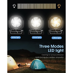 Portable Fan Rechargeable, 20000mAh Battery Powered Fan with LED Lantern, Table Fan, Camping Essentials, USB C Battery Operated Camping Fan for Travel, Picnic, Barbecue, Fishing, Office, Home