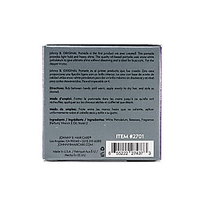 JOHNNY B. Original Oil-Based Professional Pomade for Men, Gluten-Free, 3 oz.