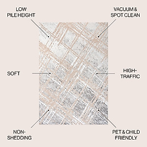 JONATHAN Y SOR201C-3 Slant Modern Abstract Indoor Area Rug, Transitional, Contemporary, Solid & Striped, Bedroom, Kitchen, Living Room, Easy-Cleaning, Non-Shedding, 3 X 5, Beige/Gray