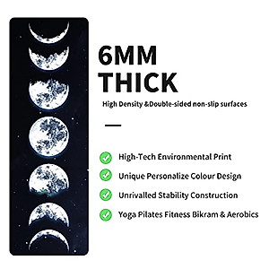 nuveti Yoga Mat Print Extra Thick TPE Non Slip Fitness Exercise Mat with Carrying Bag,72"x24" Extra Thick 6MM Exercise & Workout Mat for Yoga, Pilates Fitness and Floor Exercises