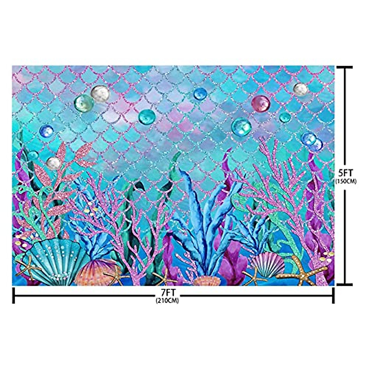 ABLIN 7x5ft Under The Sea Backdrop for Photoshoot Purple Corals Pearls Photography Background Little Mermaid Party Decorations for Girls Photo Shoot Props Cake Table Banner