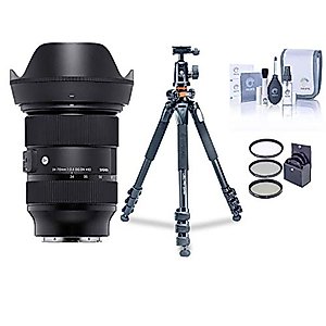 Sigma 24-70mm F2.8 DG DN Art Lens for Sony E, Bundle with Vanguard Alta Pro 264AT Tripod and Ball Head, Cleaning Kit, Cloth