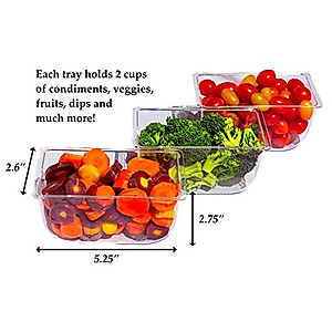 Ice Chilled 5 Compartment Condiment Server Caddy - Serving Tray Container with 5 Removable Dishes with Over 2 Cup Capacity Each and Hinged Lid | 3 Serving Spoons + 3 Tongs Included