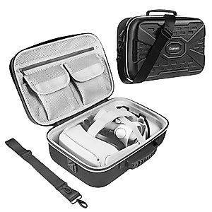 Esimen Hard Protective Travel Case for Quest 2 Carrying Case Controllers Accessories with Shoulder Strap, VR Glass Protector-Shock-Dust-Water Proof (Case)