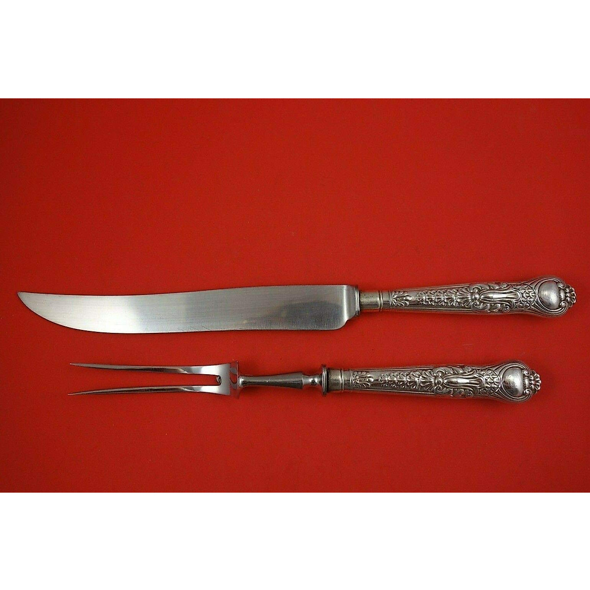 Coburg by Mary Chawer English Sterling Silver Roast Carving Set 2pc HH WS c.1836