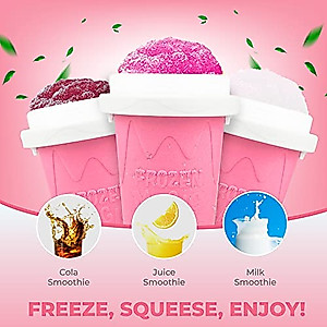 Slushy Maker Cup - Travel Slushie Cup, TIKTOK Quick Freeze Magic Cup, Double Layer Slushy Cup, Cooler Smoothie Silicon Cup, Mini Ice Cream Maker, Slushies - Pink.