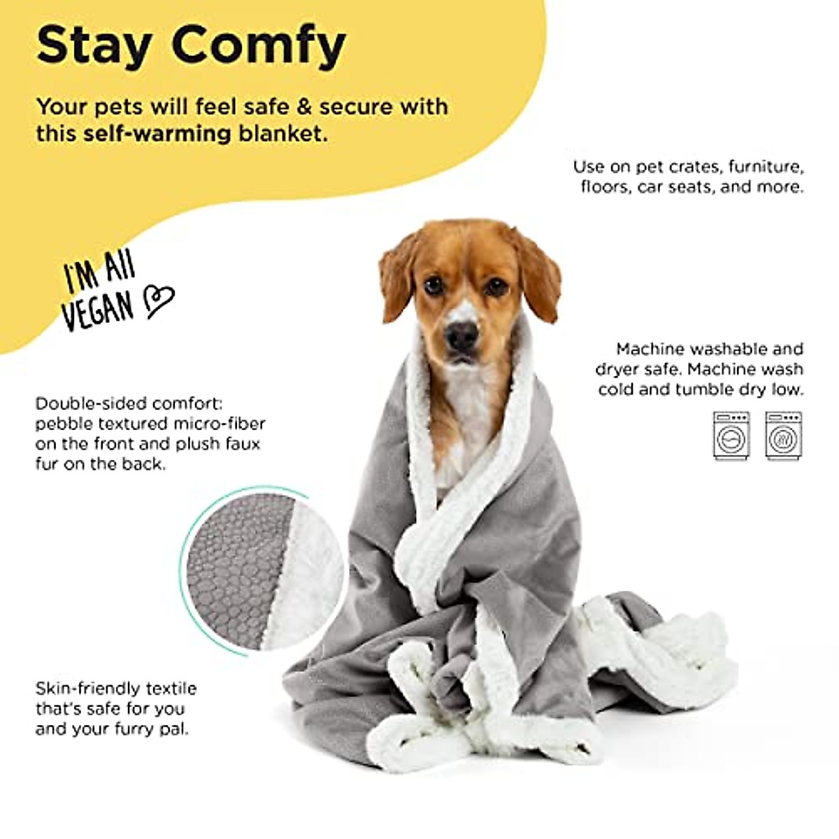 Best Friends by Sheri Premium Self-Warming Ilan Microfiber Faux Fur Pet Throw Blanket 40x50 in Grey