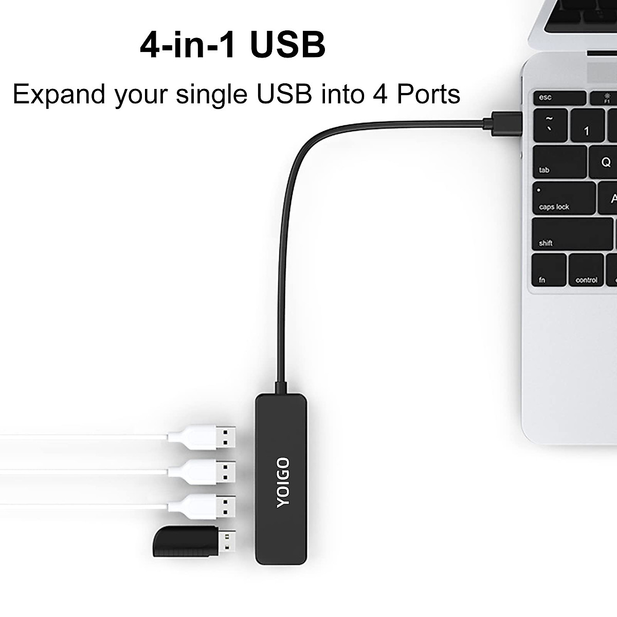 YOIGO USB hub,4 Port 2.0 USB Splitter Expander,USB hub for Laptop,MacBook,Surface Pro,PC, Flash Drive,Mobile HDD