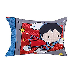 Warner Brothers Justice League 4 Piece Toddler Bedding Set, Grey/Blue/Red/Black