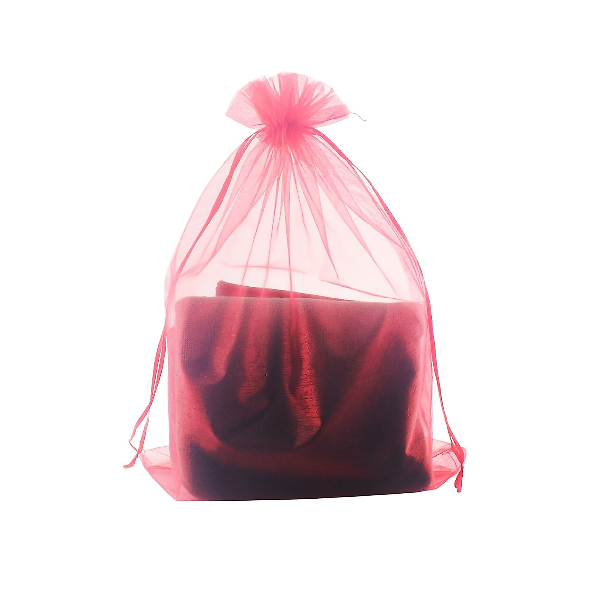 QIANHAILIZZ 8 x 12 Inch 100 pcs Drawstring Bags Organza Fabric Jewelry Gift Pouch Candy Pouch Wedding favors B231 (red)