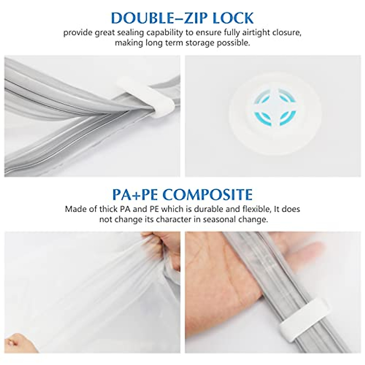 Colorlife Vacuum Storage Bags 5 Pack(Medium),Double-Zip Seal Space Saver Sealer Bag For Beddings Comforters Blankets Quilt Pillows Clothes, Save 80% Space,No Vacuum Pump Needed（5x70*50cm）