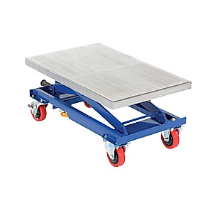 Vestil CART-330-M Steel Mechanical Scissor Cart with Hand Crank 18 in. x 28 in. 330 Lb. Capacity Blue/Silver