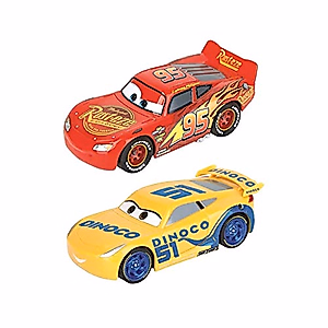 Carrera First Disney/Pixar Cars 3 - Slot Car Race Track - Includes 2 cars: Lightning McQueen and Dinoco Cruz - Battery-Powered Beginner Racing Set for Kids Ages 3 Years and Up
