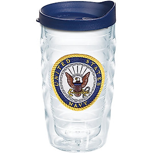 Tervis Navy Logo Made in USA Double Walled Insulated Tumbler Travel Cup Keeps Drinks Cold & Hot, 10oz Wavy, Classic