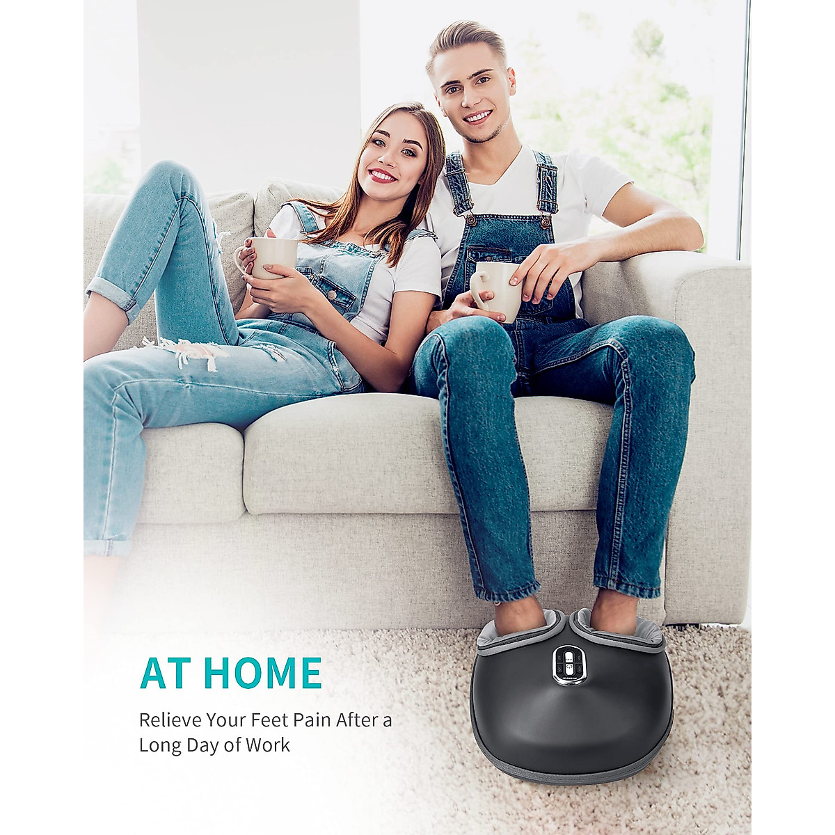 Nekteck Shiatsu Foot Massager Machine with Soothing Heat, Deep Kneading Therapy, Air Compression, Improve Blood Circulation and Foot Wellness,Relax for Home or Office Use(Gray)