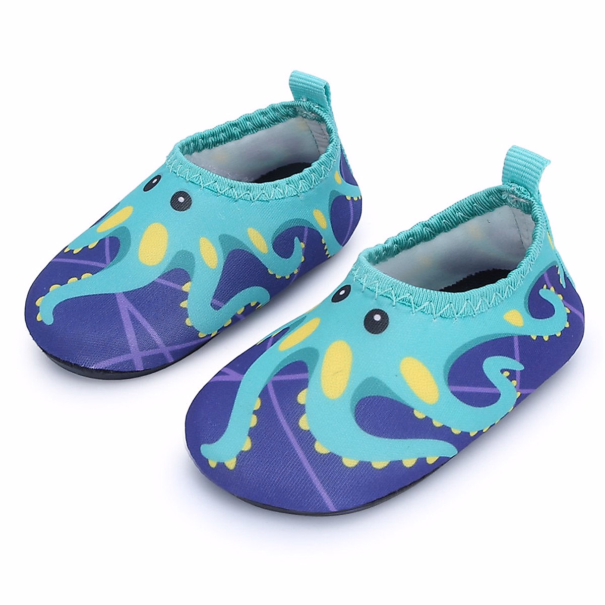 JIASUQI Summer Casual Skin Water Shoes Socks for Baby,Sand Swim Surf Aerobics,Green Octopus 12-18 Months