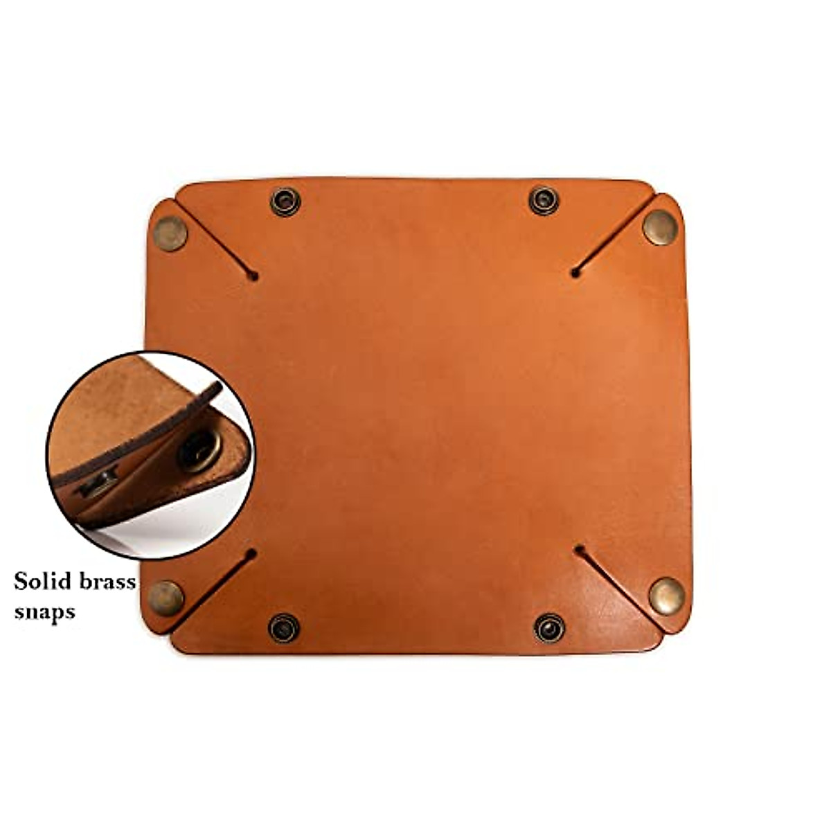 Alta Andina Large Leather Travel Valet Tray | Vegetable Tanned Leather Catchall | Collapsable, Unfolds Flat | Nightstand & Dresser Organizer for Women & Men (Brown – Miel)