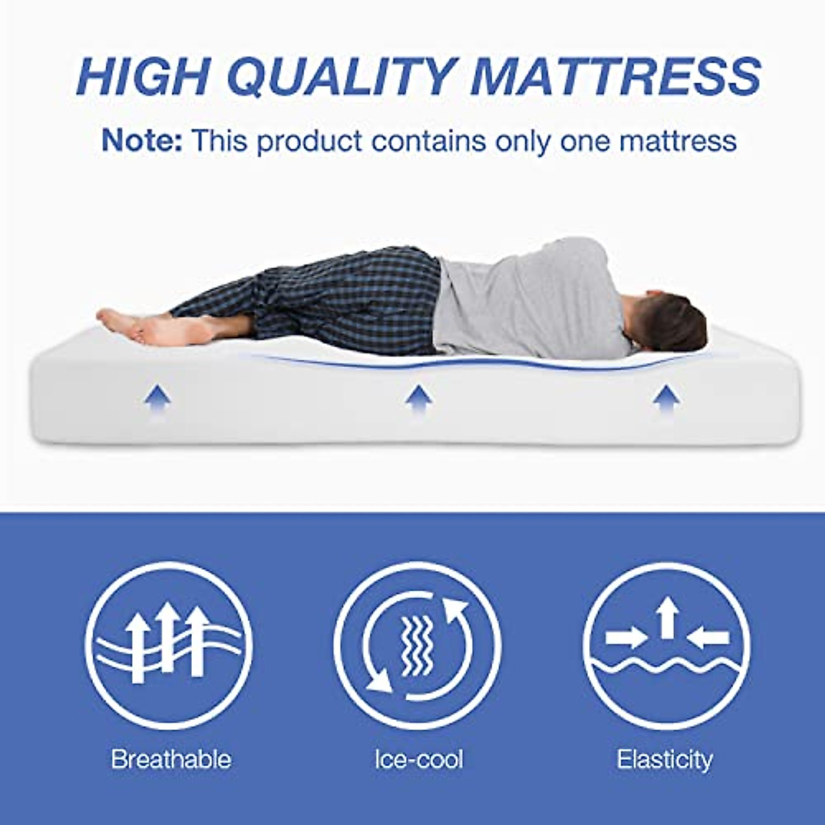 FLL Mattress, Twin Mattress 8 inch Medium Firm Feel Gel Memory Foam Mattress with CertiPUR-US Certified Twin Size Mattress for Cool Sleep & Pressure Relief (White)