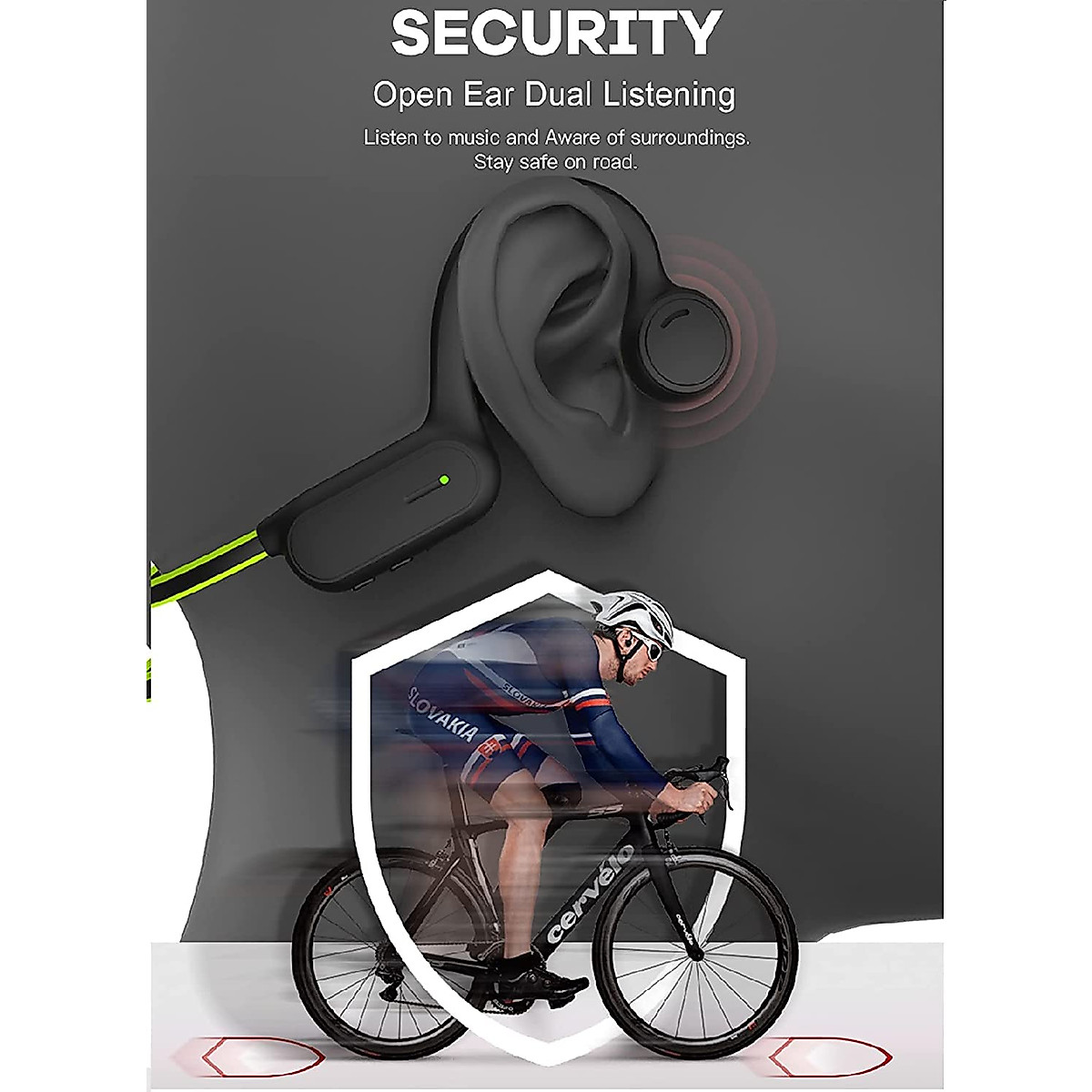 Pinetree Bone Conduction Headphones with MIC, IPX4 Waterproof Bluetooth Sport Headphones, Open Ear Headphones up to 6 Hours of Music and Calls, Wireless Headset for Running, Workout etc. (Green)