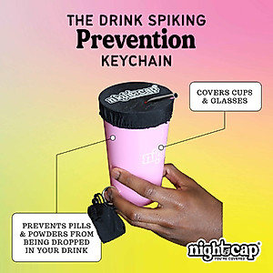 Nightcap Keychain - The Reusable Drink Spiking Prevention Accessory - Conveniently Attach the Key Ring Key Chain Pouch to Your Keys, Handbags, or Purse for Quick Access 4pk