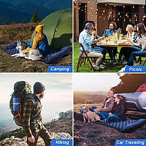 WANNTS Sleeping Pad, Ultralight Inflatable Sleeping Pad for Camping, Built-in Pump, Ultimate for Camping, Hiking - Airpad, Carry Bag, Repair Kit - Compact & Lightweight Camping Pad(Blue)