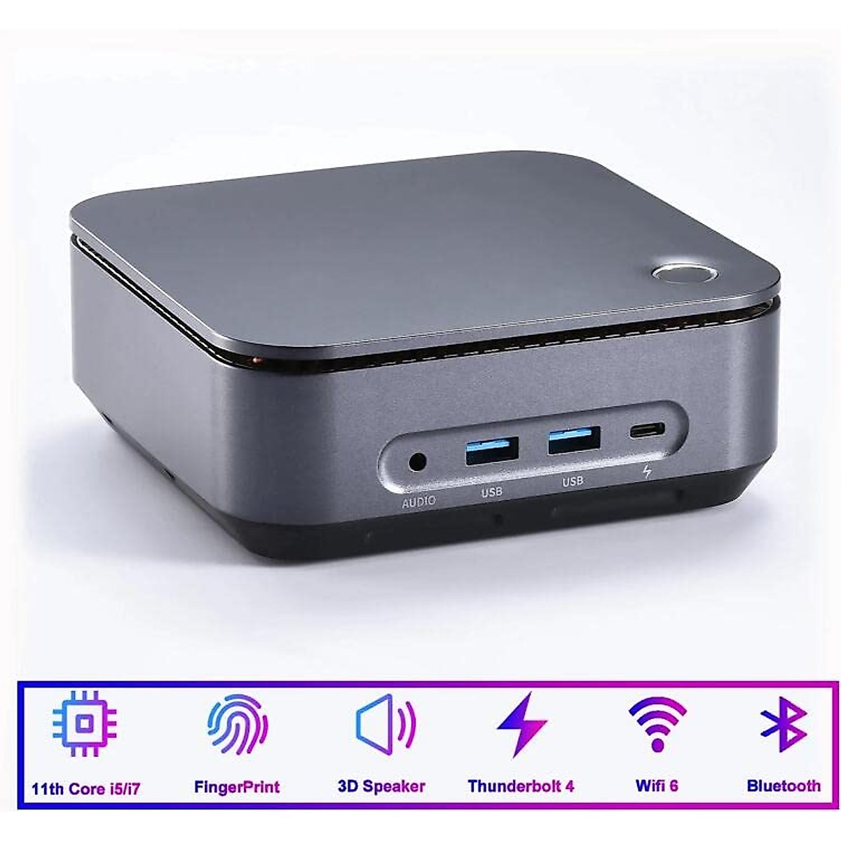 KAMRUI Thin Client Mini PC 11th Intel 4-Core i7-1165G7 Iris Xe Graphics 16GB DDR4 RAM 512GB NVMe SSD WiFi AX BT HDMI DP Thunderbolt4 RJ-45 Fingerprint Build-in Speaker Windows 11 Pro