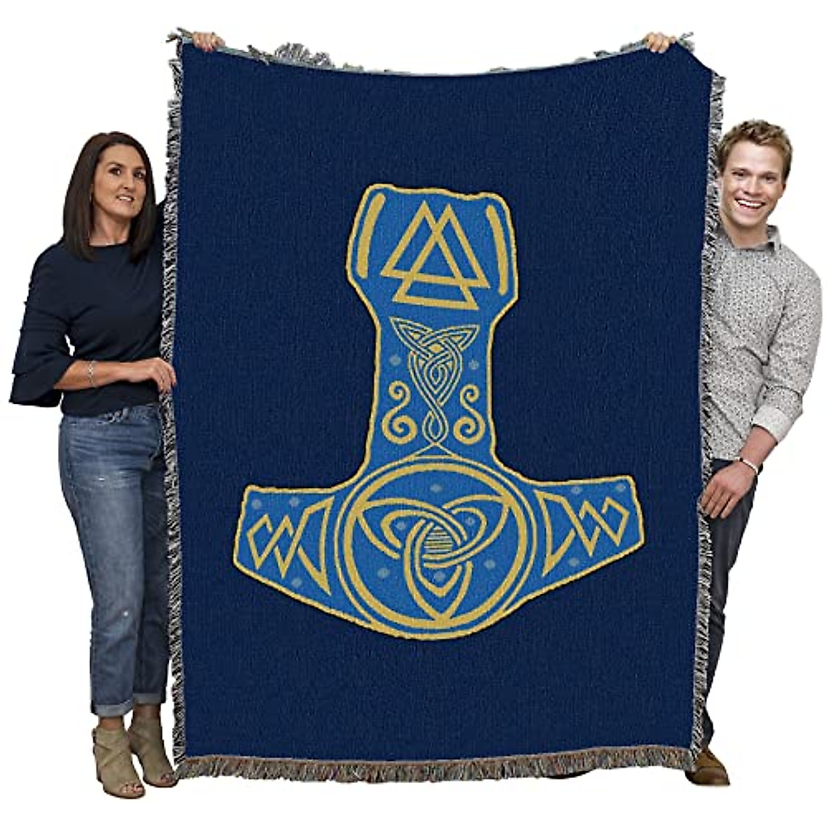 Pure Country Weavers Mjolnir - Thor’s Hammer Blanket- Norse Mythology Fantasy Ancient Symbols Gift Tapestry Throw Woven from Cotton - Made in The USA (72x54)