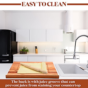 Vesici Reversible Pastry Board with Lip for Rolling Dough Large Wooden Cutting Board Chopping Board Kneading Board with Engraved Measurements for Counter Table Top Kitchen(24 x 22.8 x 1.5 Inch,Walnut)