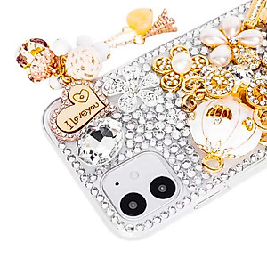 Max-ABC iPhone 11 Bling Glitter Case,Luxury Shiny Diamond Crystal Rhinestone Sparkly Jewelled Gemstone Pumpkin Car 3D Handmade Clear Cover Case for iPhone 11 6.1''