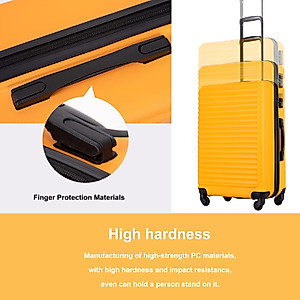 Travelhouse Luggage Sets, Expandable Hardside Suitcases 24in/28in, Carry on 20in,3 Piece Set Travel Luggages Clearance with Double Spinner Wheels TSA Lock Lightweight (Orange-85)
