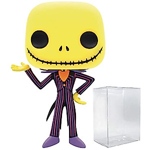 POP Disney: The Nightmare Before Christmas - Jack Skellington (Blacklight) Funko Vinyl Figure (Bundled with Compatible Box Protector Case) Multicolored 3.75 inches