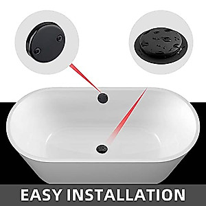 ZUAGCO Tub Drain Black - Tip Toe Bath Tub Drain Kit with Two-Hole Overflow Faceplate, Replacement Bathtub Drain Trim Set Assembly with Universal Fine Thread & Coarse Thread Matte Black